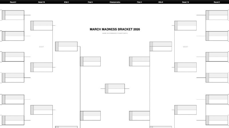 2026 NCAA Tournament Printable Bracket With Point Spreads for Every Game